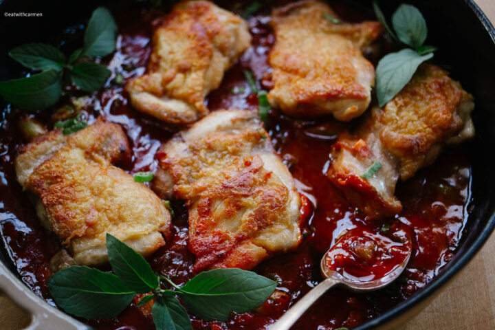 Boneless Chicken Thighs with Gochujang Miso Sauce