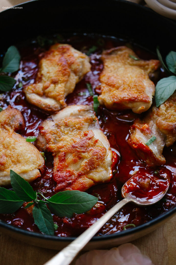 Boneless Chicken Thighs with Gochujang Miso Sauce